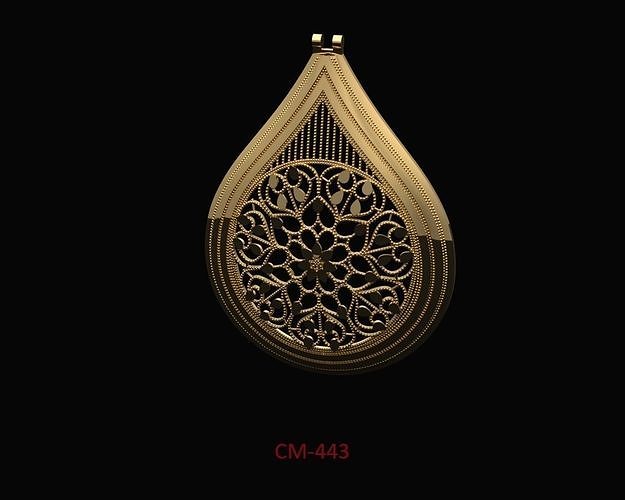 locket gold pendant with ornate design 3D model | CGTrader