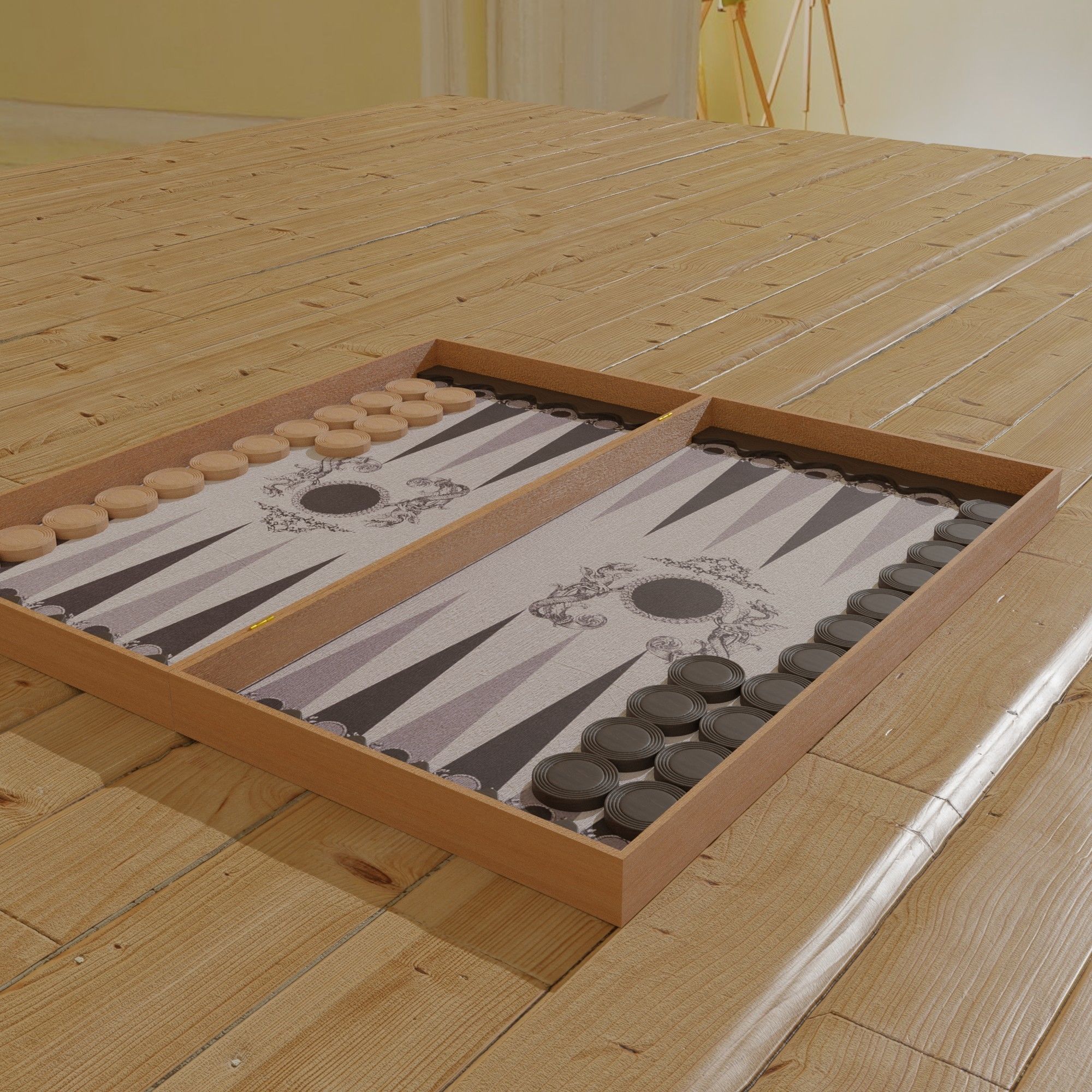 Chessboard model cobined with backgammon 3D model | CGTrader