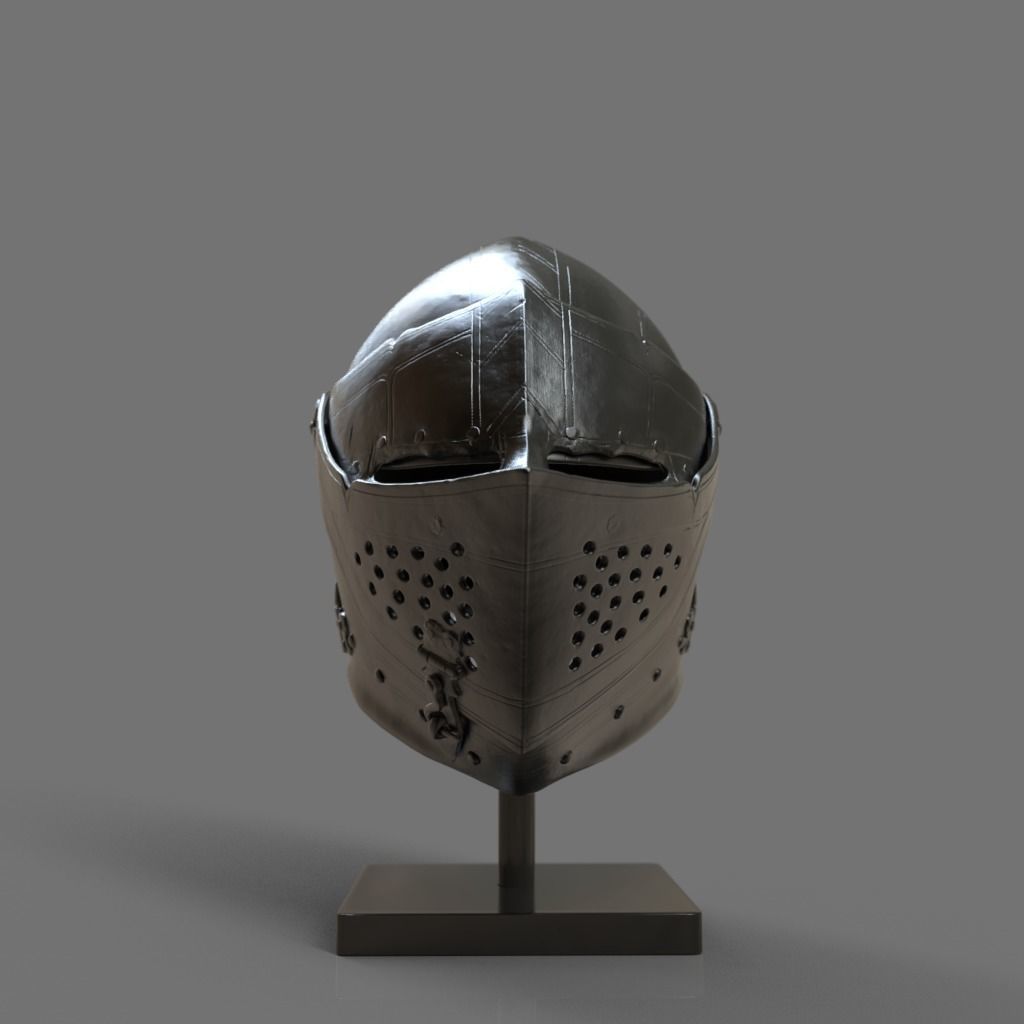 Jousting Helmet II functional 3D model 3D printable | CGTrader