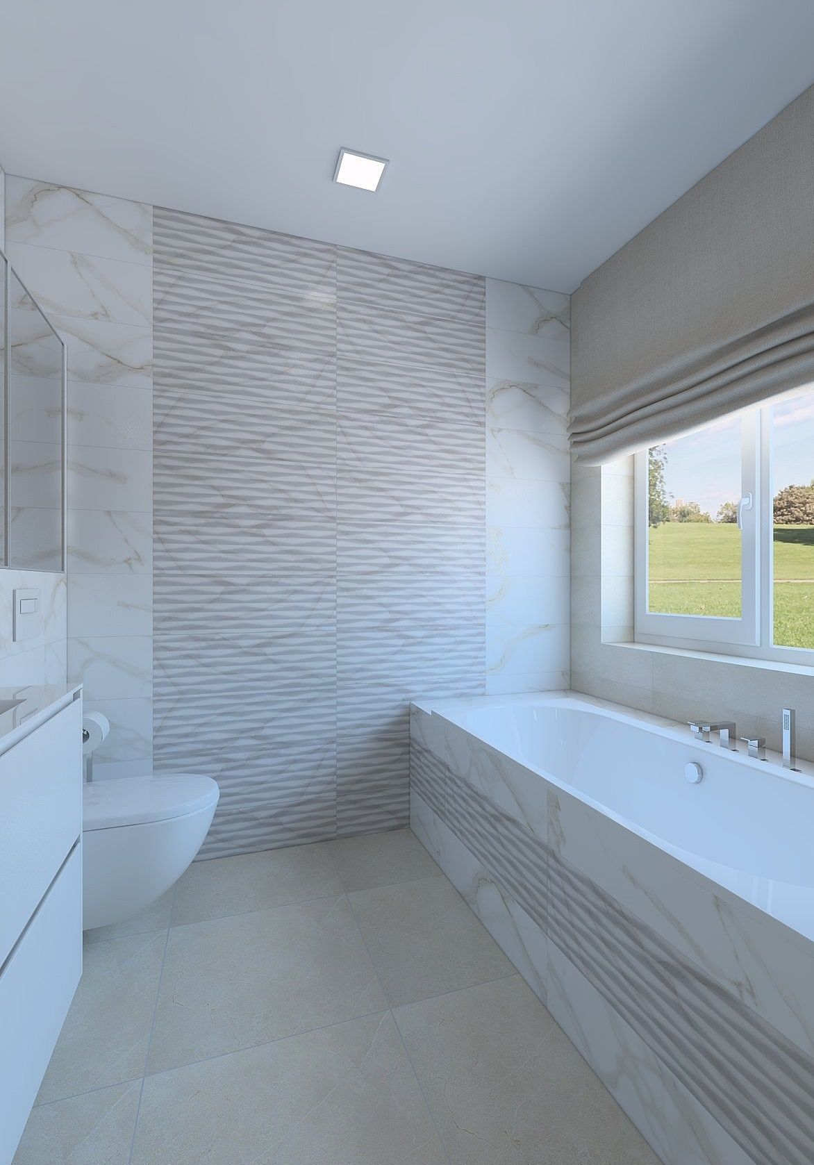 Cozy bathroom with light tiles 3D model | CGTrader