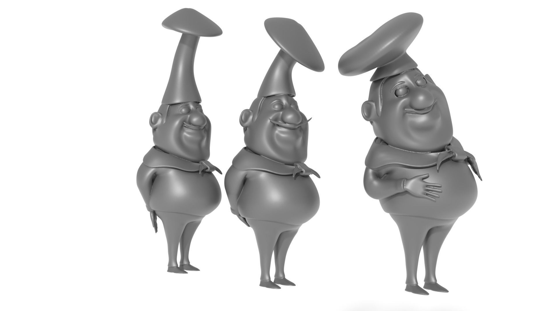 Team of cartoon chefs 3D print model 3D model 3D printable | CGTrader