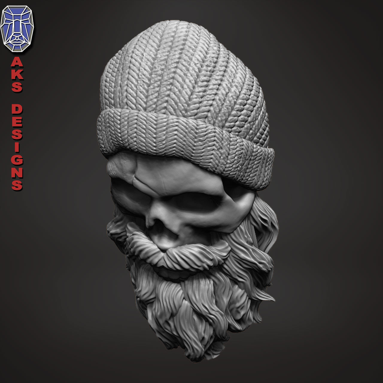 Bearded skull with cap 1 bas Relief 3D model 3D printable | CGTrader
