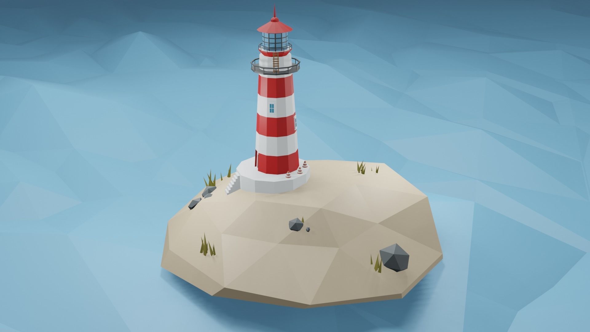 Lighthouse on The Island free VR / AR / low-poly 3D model | CGTrader