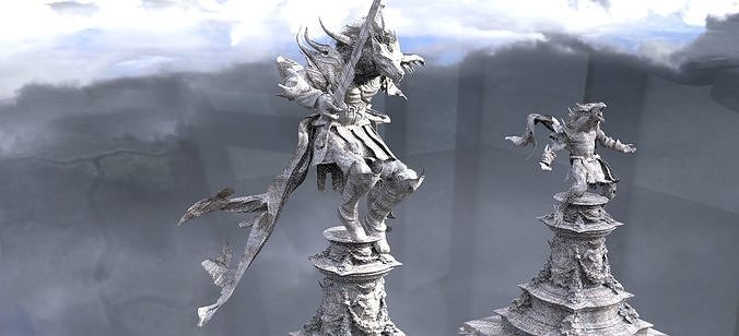 Werewolf Statues with Stand 3D model | CGTrader
