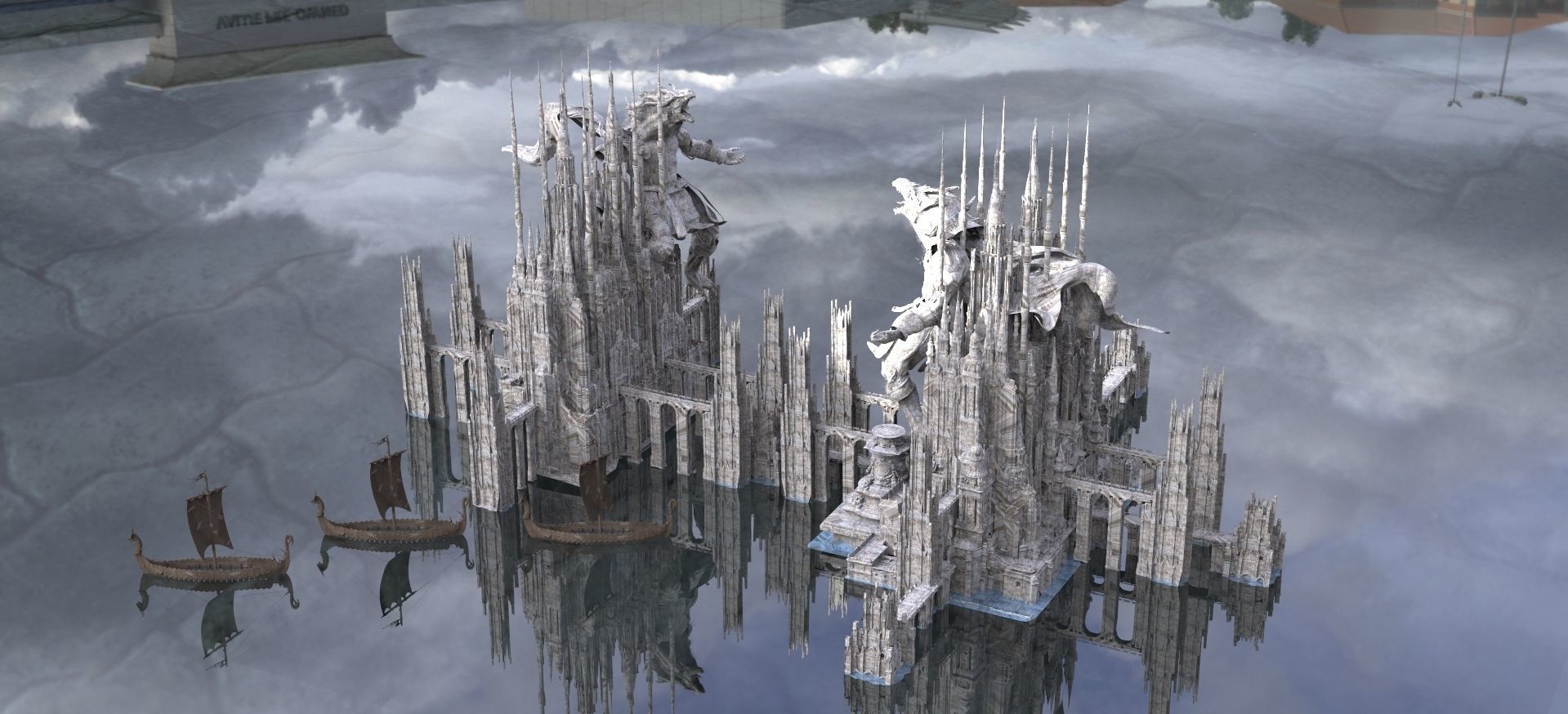 Werewolf Ancient Ruins of The beast with Viking Boats 3D model | CGTrader