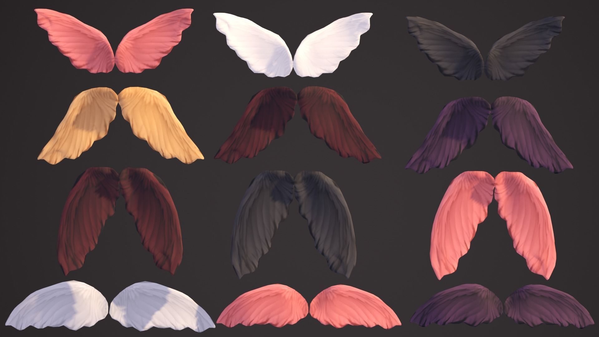 3D model wings package 7 colors VR / AR / low-poly | CGTrader