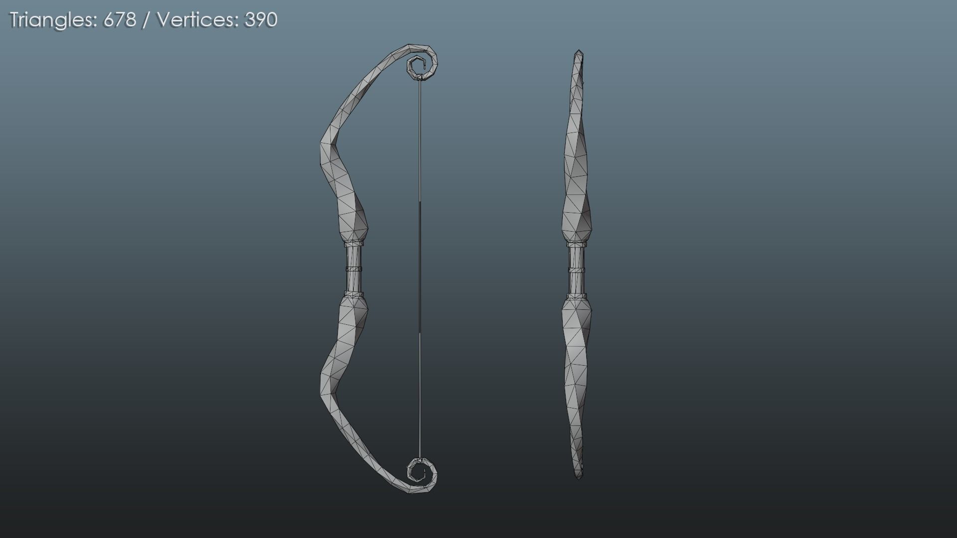 3D model Fantasy Twisted Crystal Bow and Arrow Game-Ready VR / AR / low ...