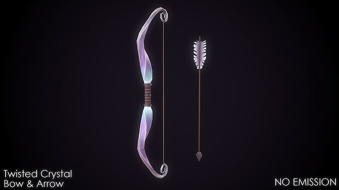 3D model Fantasy Twisted Crystal Bow and Arrow Game-Ready VR / AR / low ...