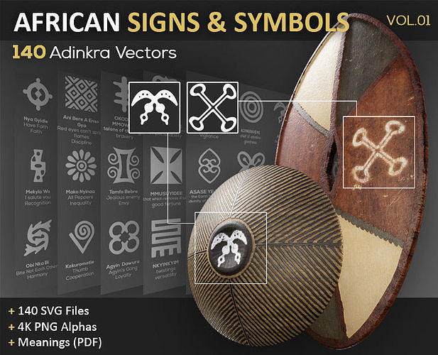 140 African Signs and Symbols Vol01 - Adinkra Vectors Texture | CGTrader