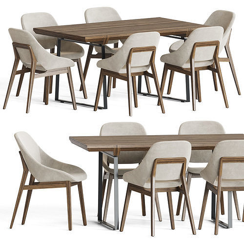 Grace Chair Edge Table Enne Dining Set 3D model | CGTrader