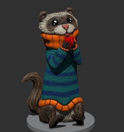 cute ferret 3D model 3D printable | CGTrader