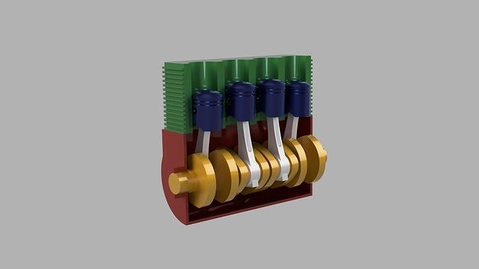 Four Stroke Four Cylinder IC Engine 3D model | CGTrader
