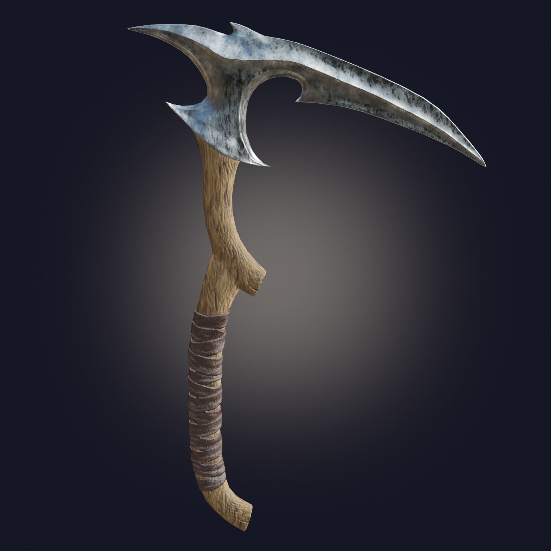 3D model Stylized Scythe Weapon PBR low poly game ready VR / AR / low ...