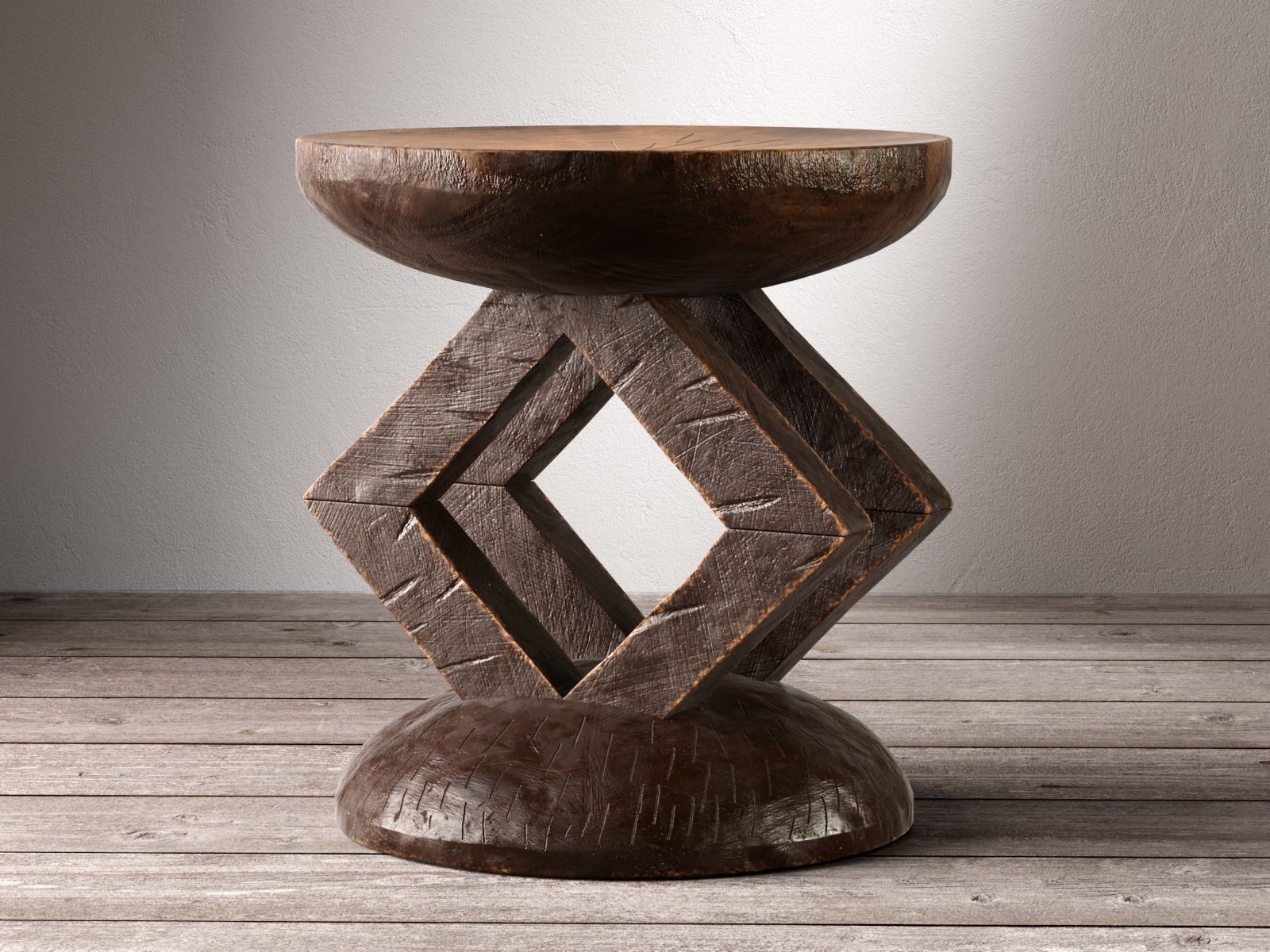 Carved Wood African Stools 3D model | CGTrader