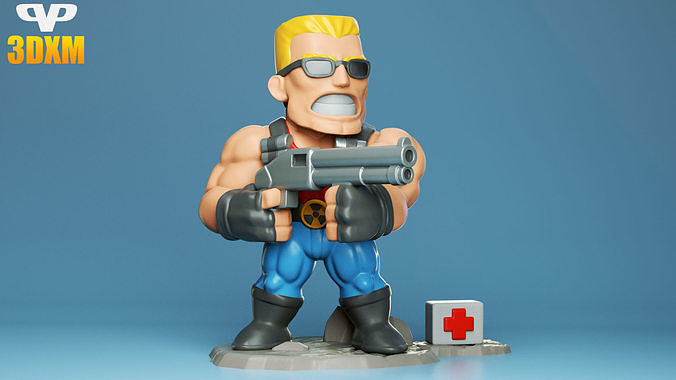 Duke Nukem Chibi for 3D Printing STL 3D model 3D printable | CGTrader