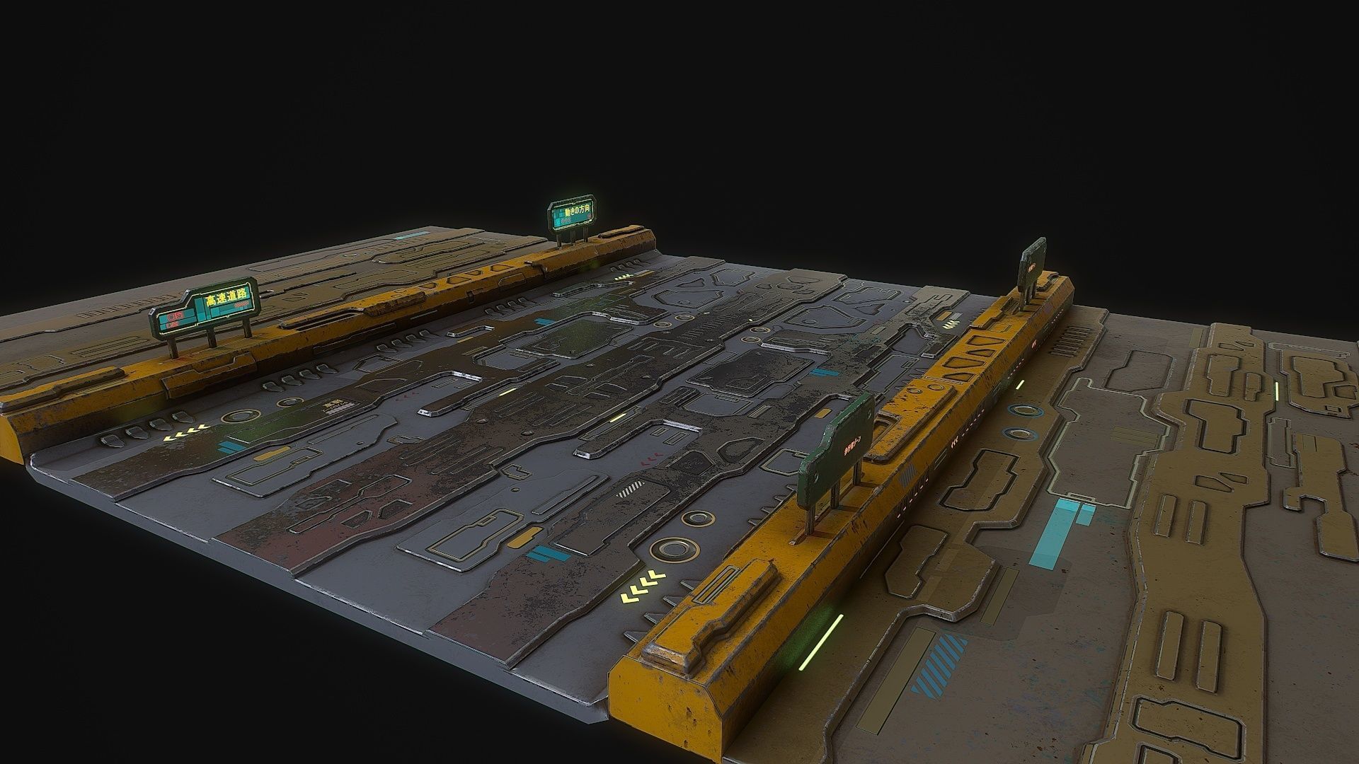 3D model Cyberpunk road patch with sidewalk VR / AR / low-poly | CGTrader