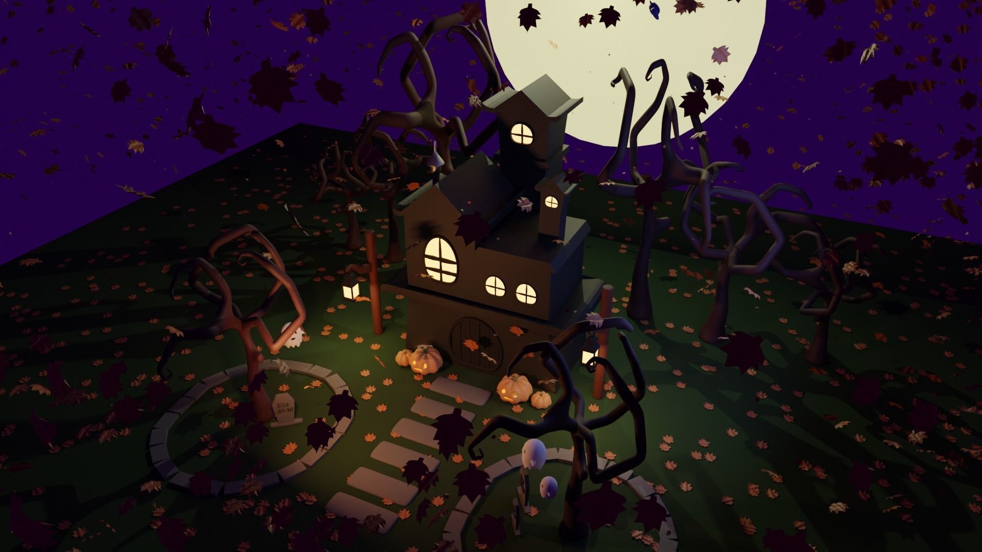 3D model Spooky halloween castle VR / AR / low-poly | CGTrader