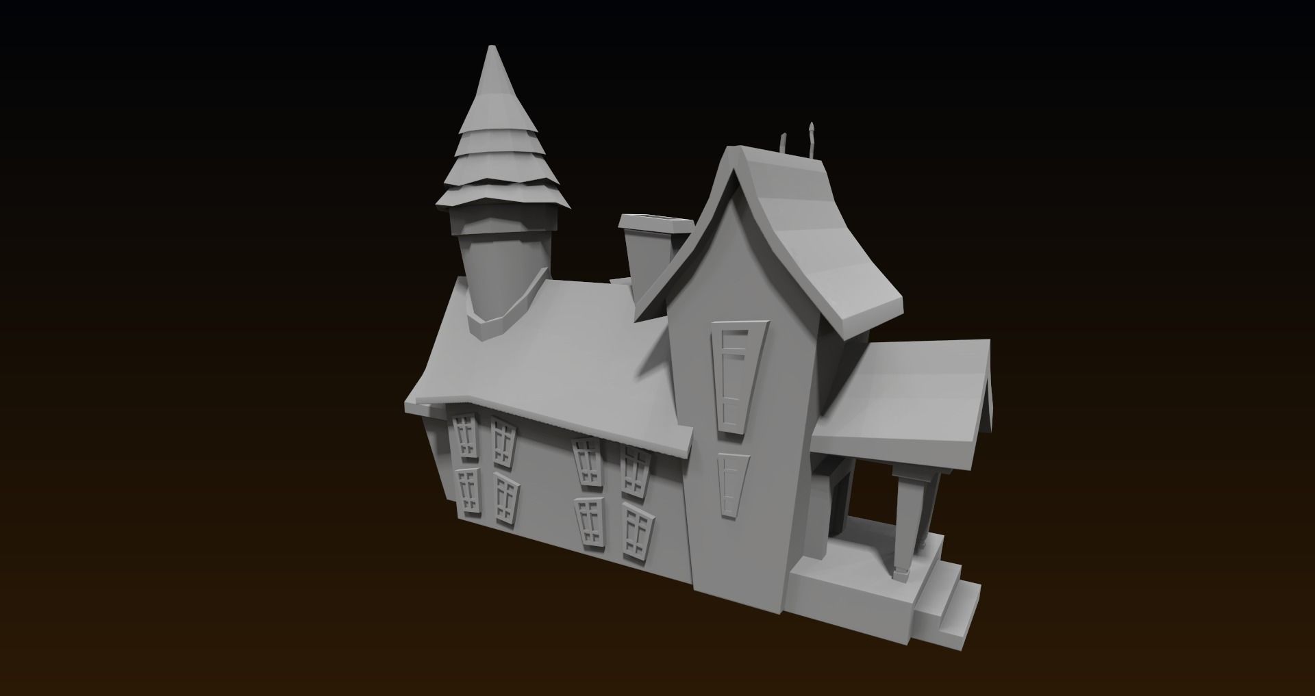 3D model Cartoon style low poly Haunted house Remake VR / AR / low-poly ...
