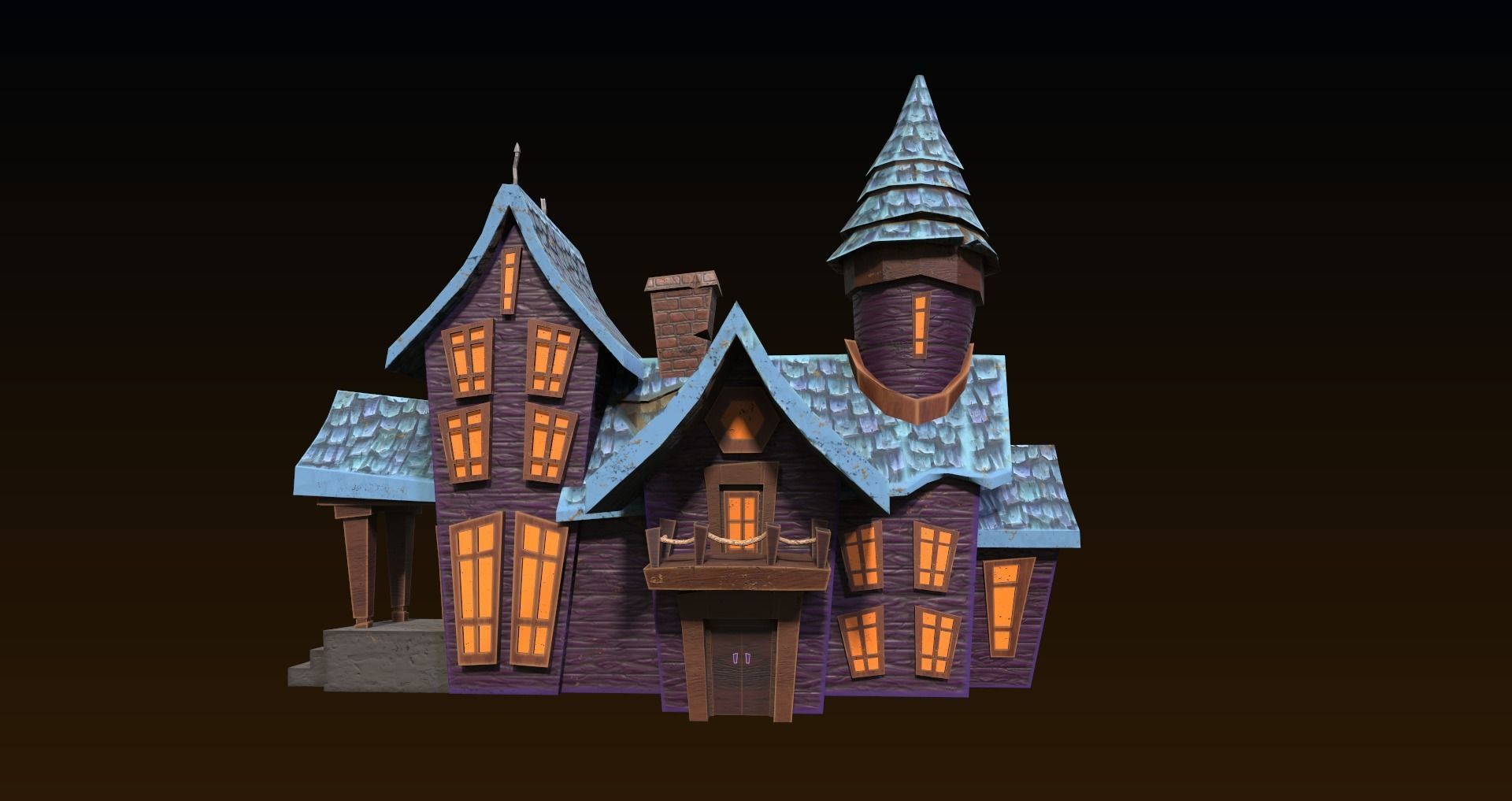 3D model Cartoon style low poly Haunted house Remake VR / AR / low-poly ...