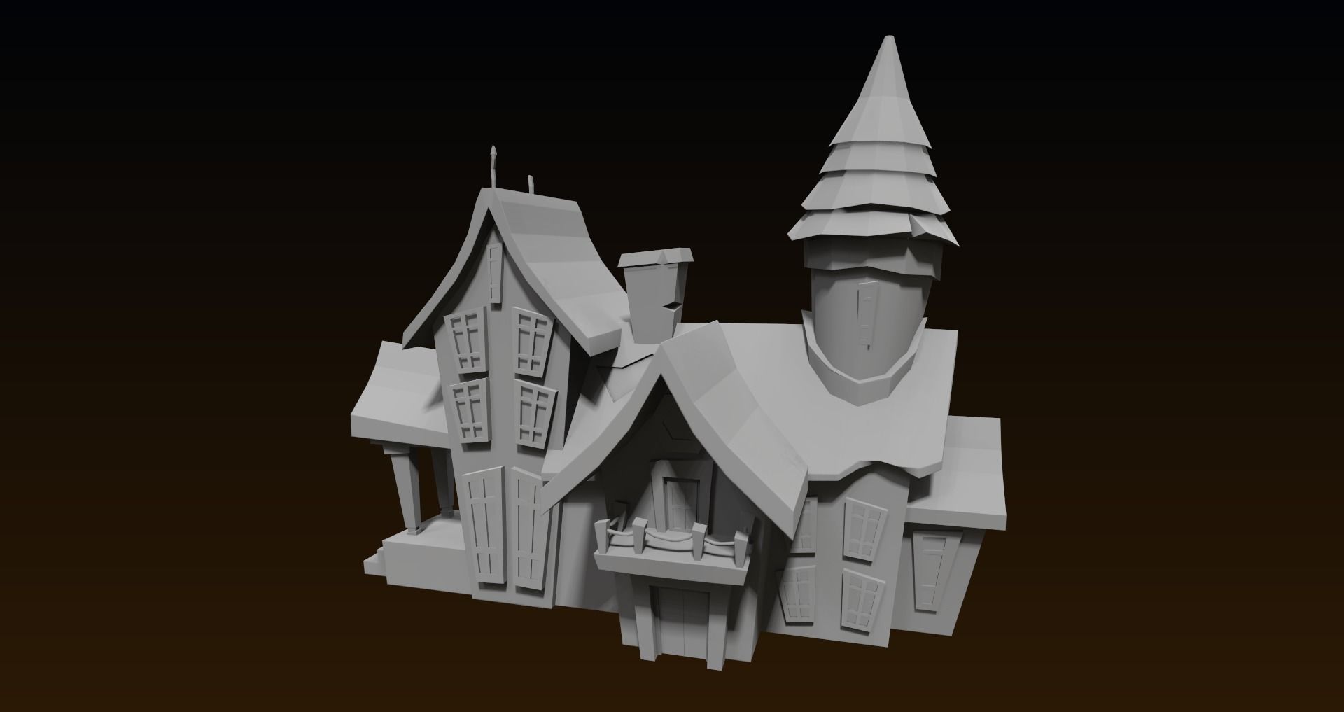 3D model Cartoon style low poly Haunted house Remake VR / AR / low-poly ...