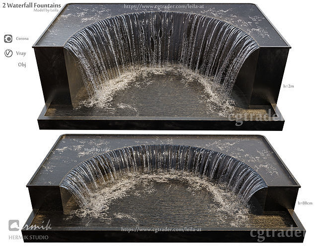 2 Waterfall fountains ARC Grand Cascade 3D model | CGTrader