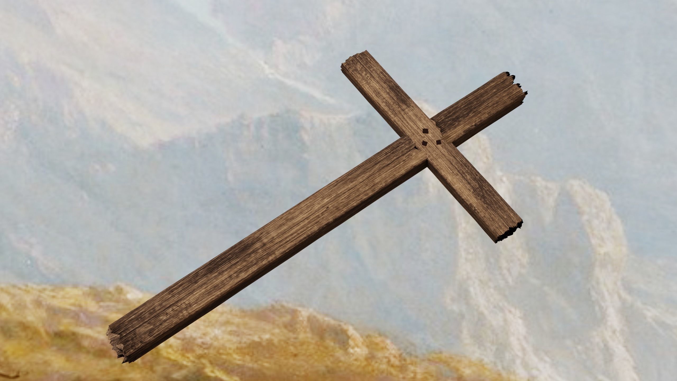 Simple wooden cross on top of boulders free 3D model | CGTrader