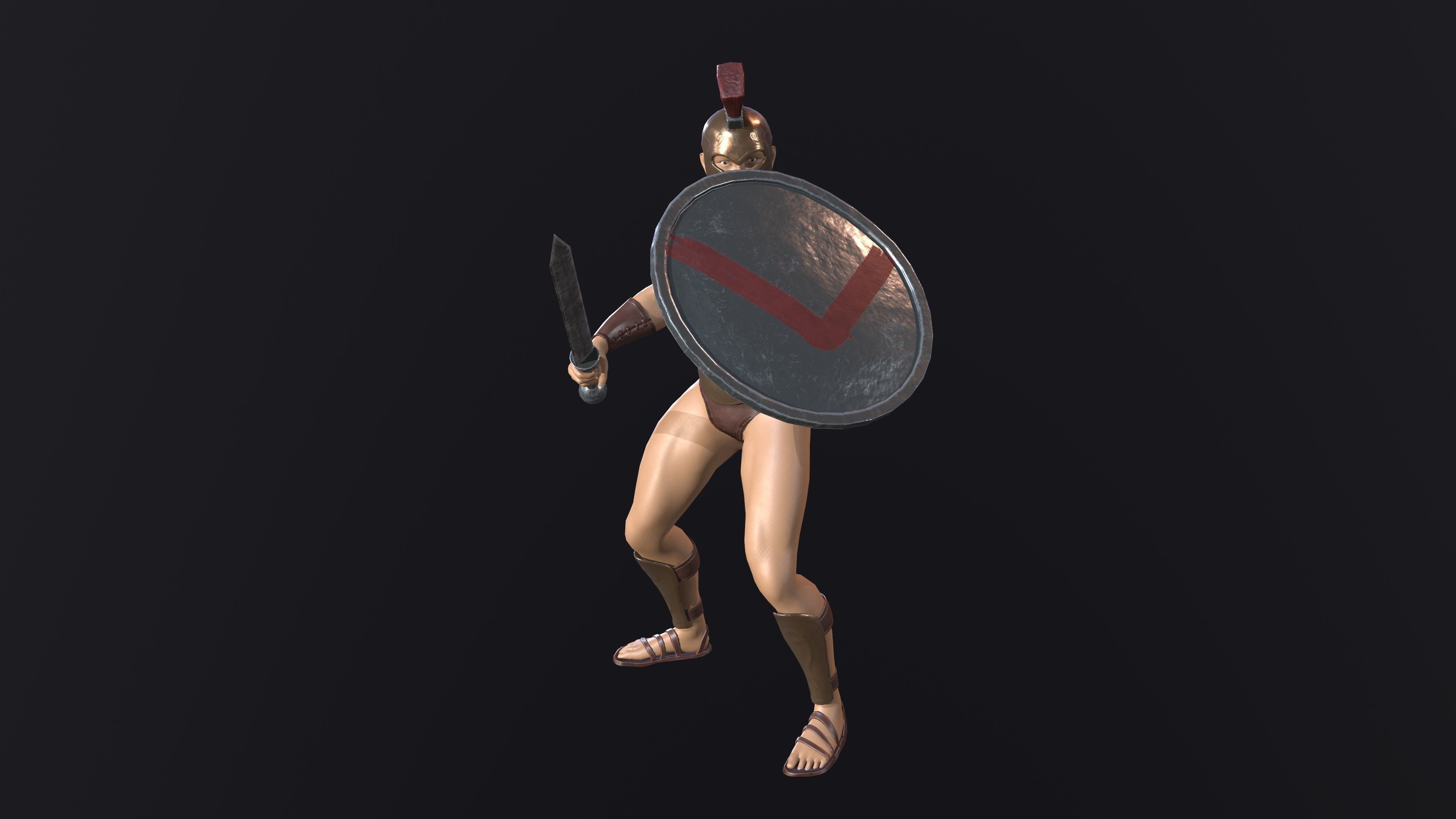 Spartan warrior gameready character free VR / AR / low-poly 3D model ...