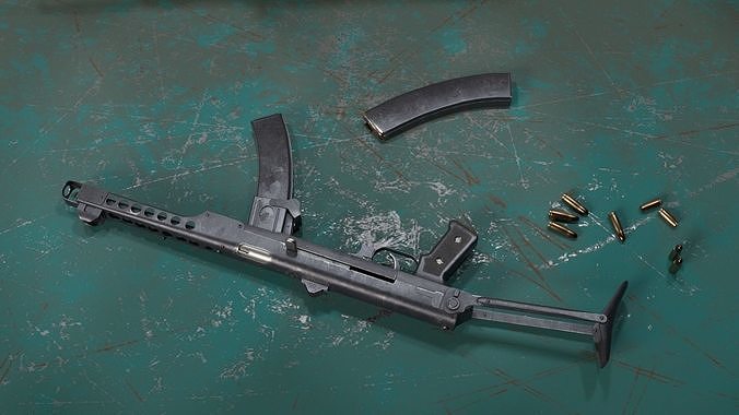 Submachine gun PPS 43 3D model rigged | CGTrader