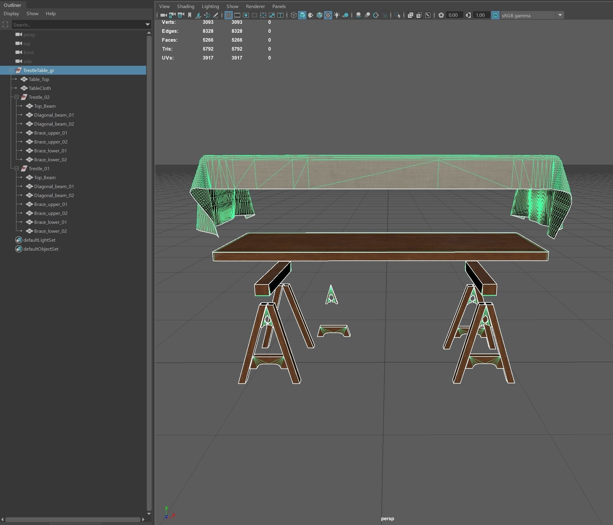 3D model Medieval Trestle Table VR / AR / low-poly | CGTrader