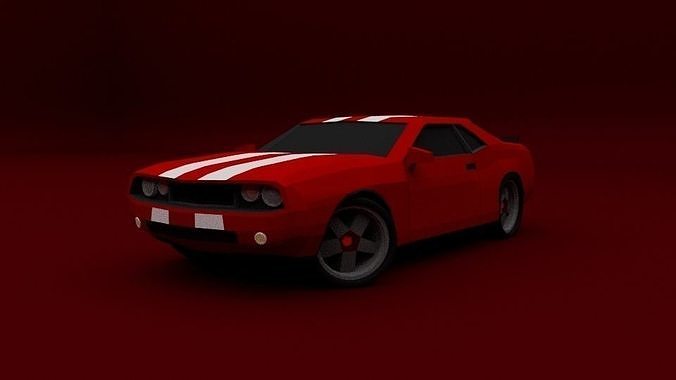3D model Low Poly Dodge Challenger 2008 Sports Car VR / AR / low-poly ...