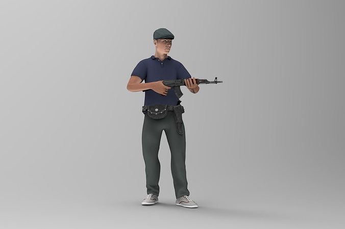 3D model Man with AK47 VR / AR / low-poly | CGTrader