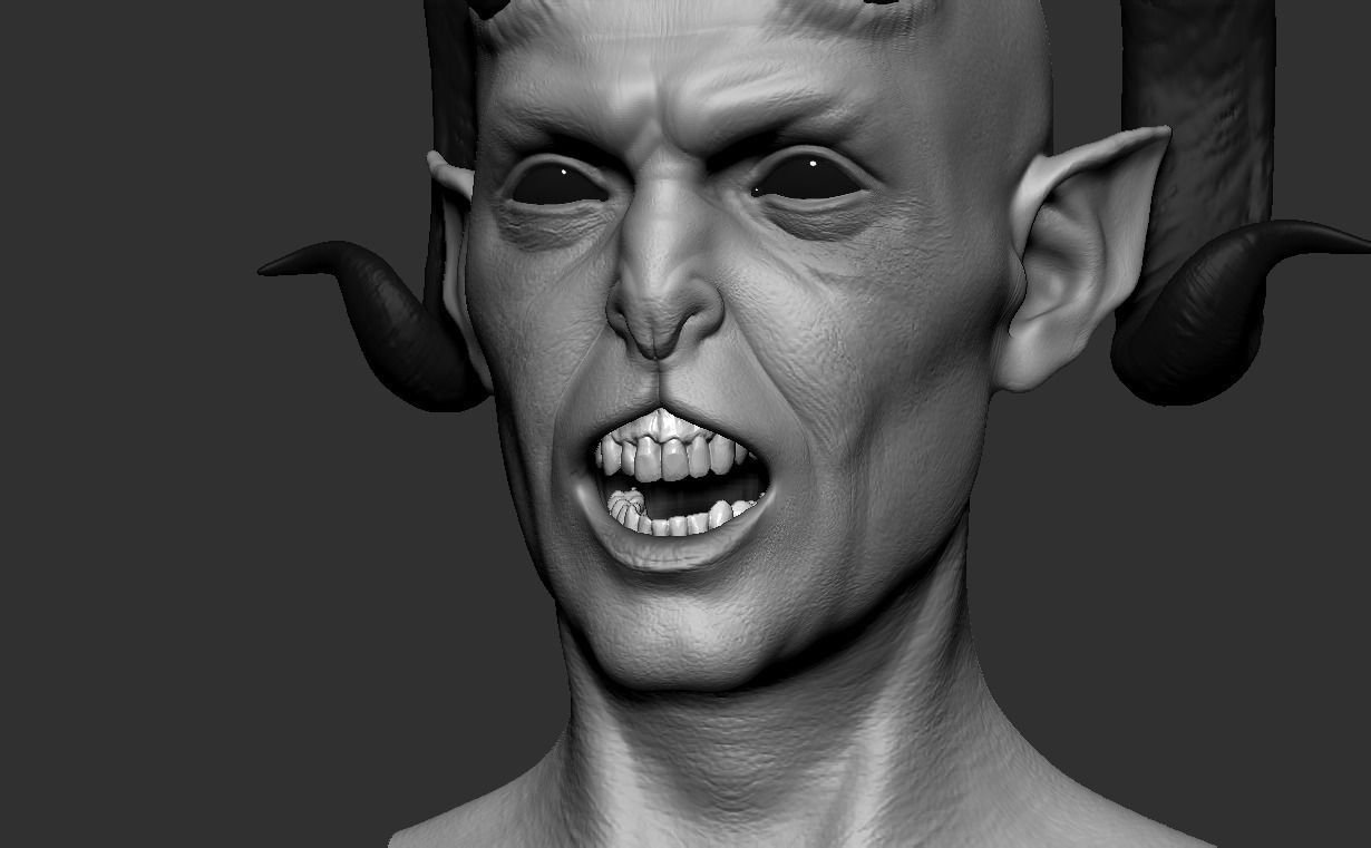 Scream horned demon head 3D model 3D printable | CGTrader