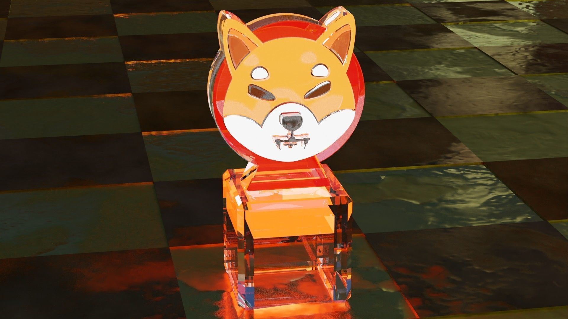 Shiba Inu Token Glass Chess Piece 3D model | CGTrader