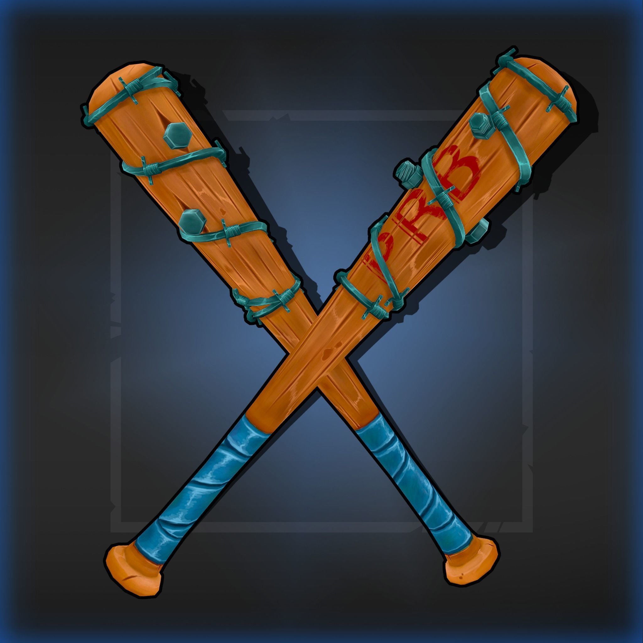 3D model Stylized Baseball Bat Low-poly Handpainted 3D model VR / AR ...