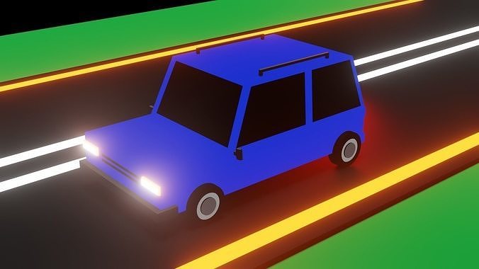 Low poly car driving on road free VR / AR / low-poly 3D model | CGTrader