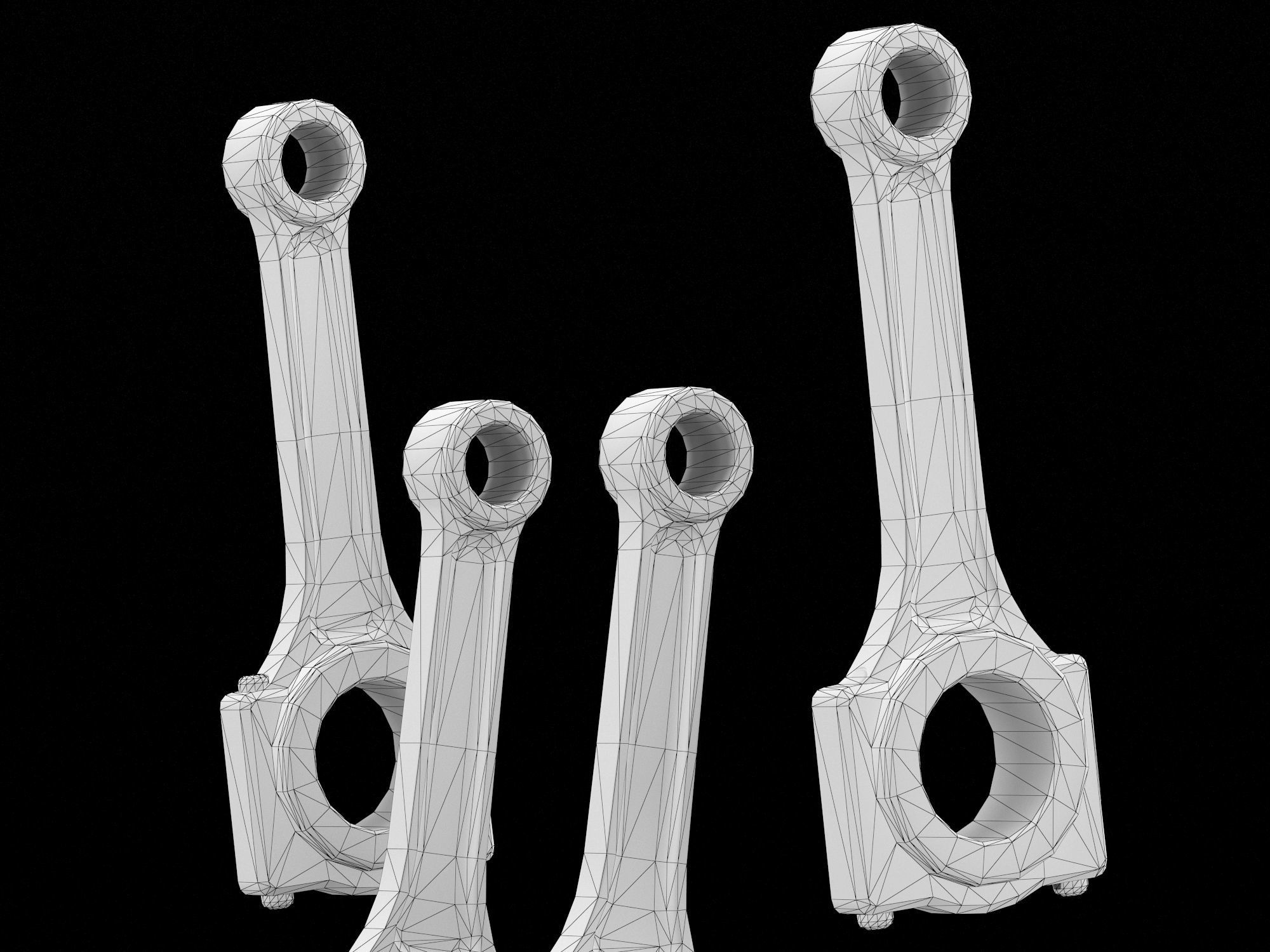 3D model 4 cylinder inline engine pistons camshaft VR / AR / low-poly ...