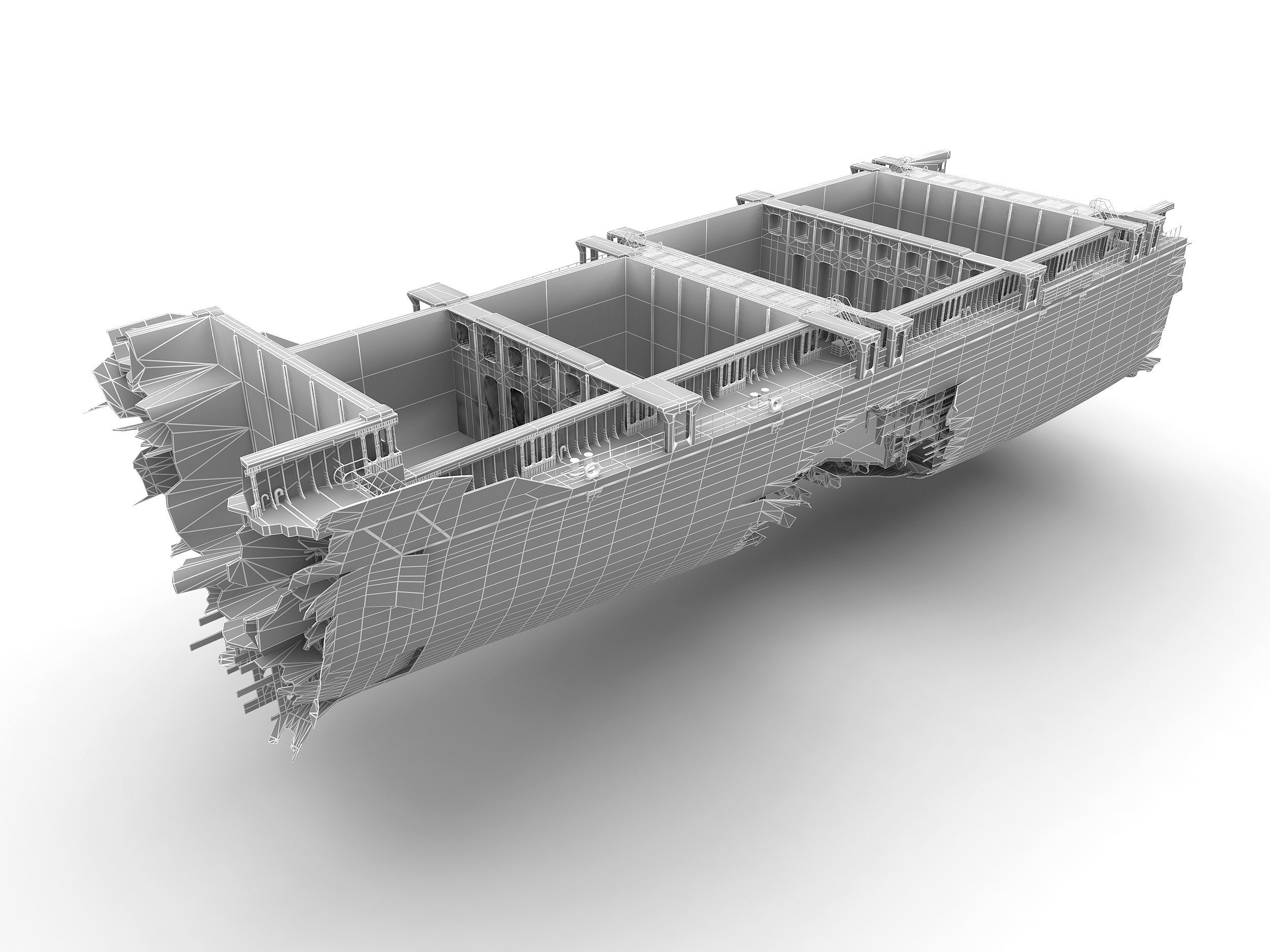 Burned and destroyed ship 3D model | CGTrader