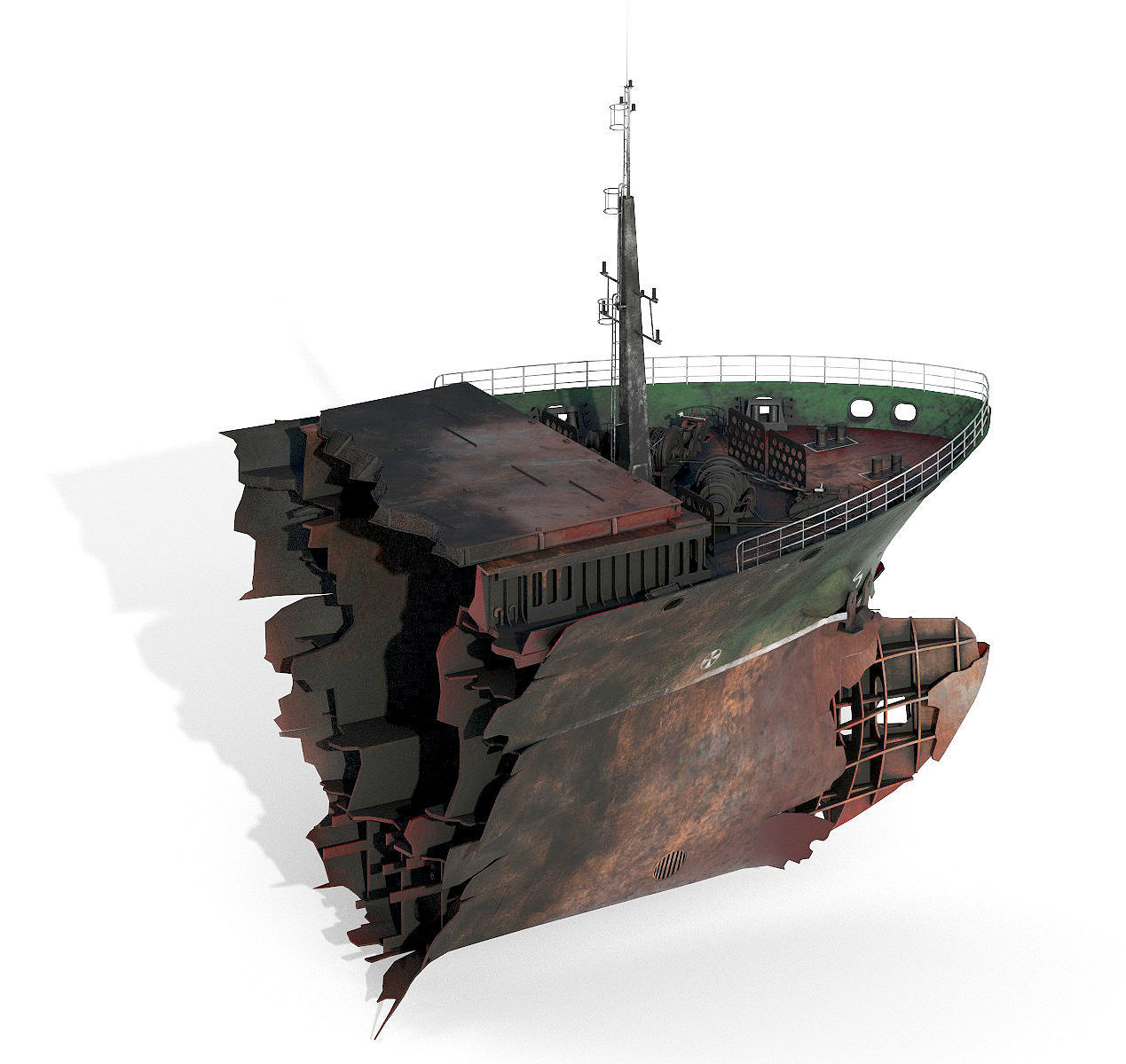 Burned and destroyed ship 3D model | CGTrader
