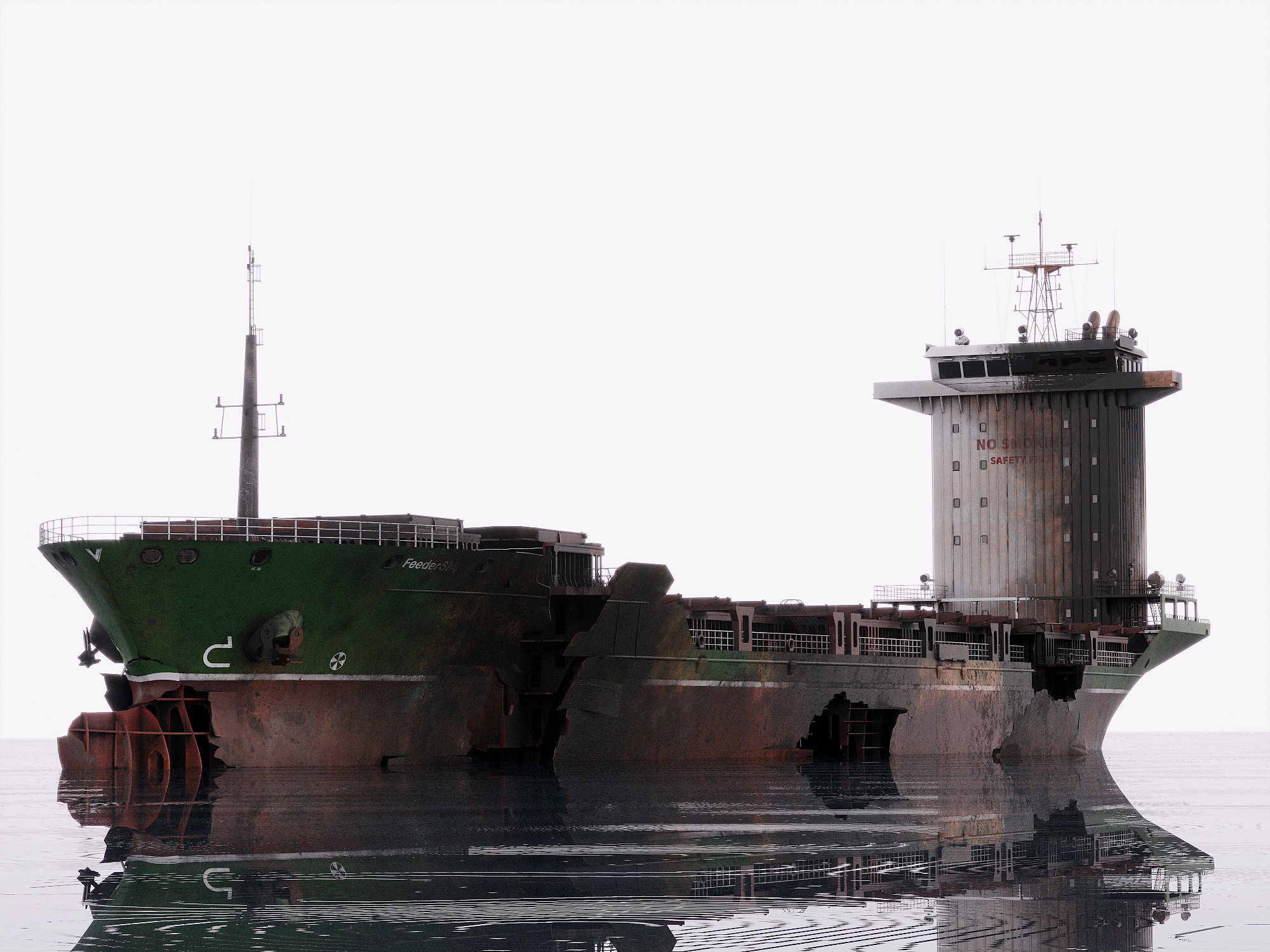 Burned and destroyed ship 3D model | CGTrader