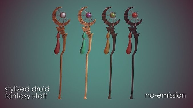 3D model Stylized Fantasy Druid Staff Collection Game-Ready VR / AR ...