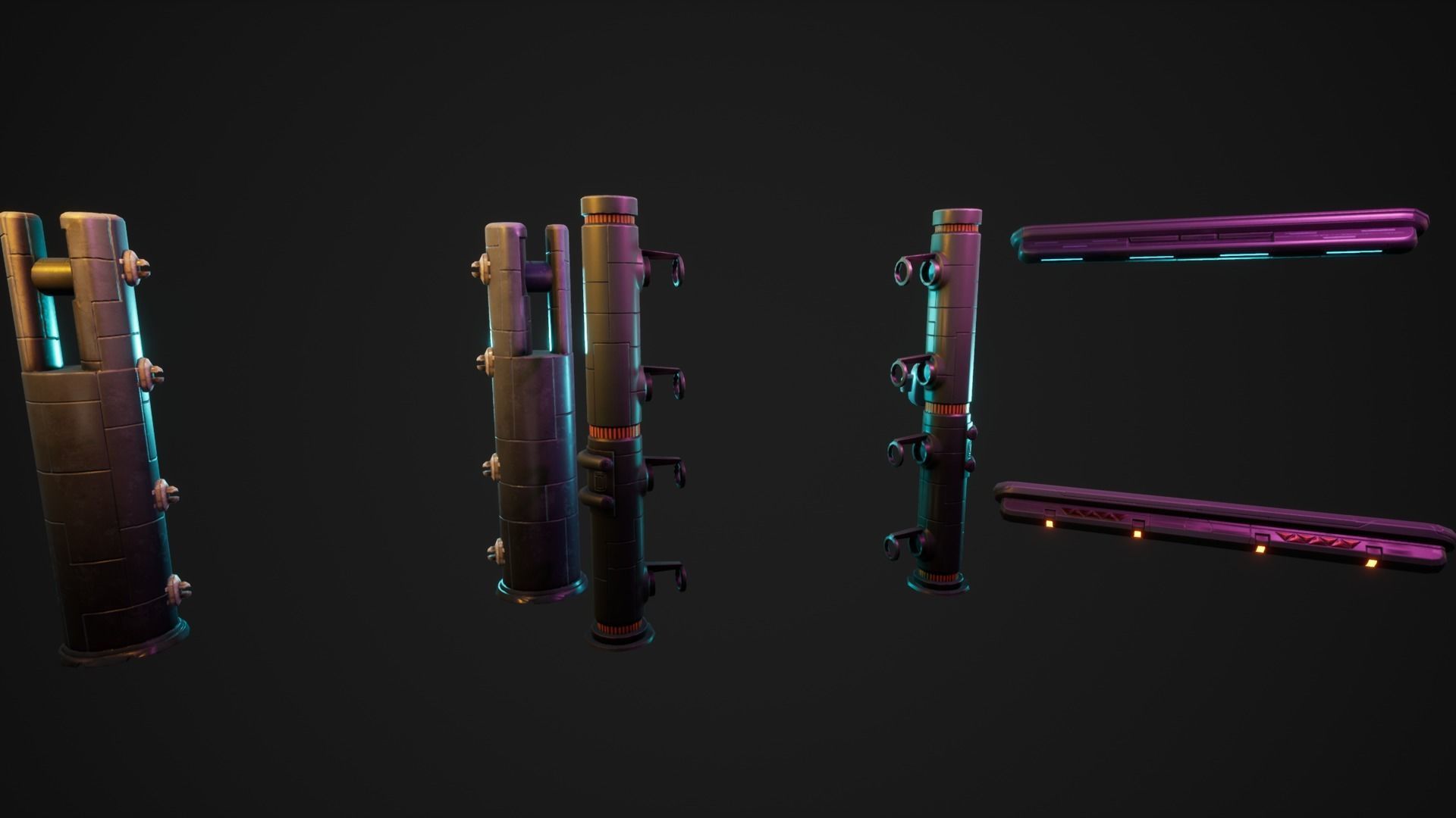 3D model Stylized Sci-Fi Props Pack VR / AR / low-poly | CGTrader