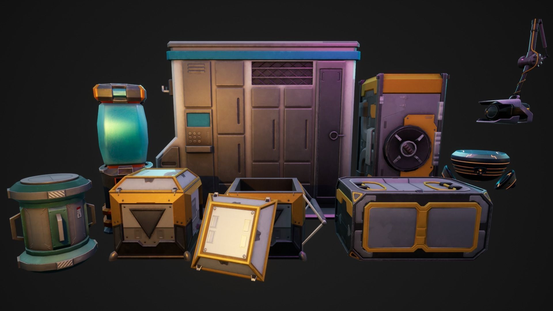 3D model Stylized Sci-Fi Props Pack VR / AR / low-poly | CGTrader