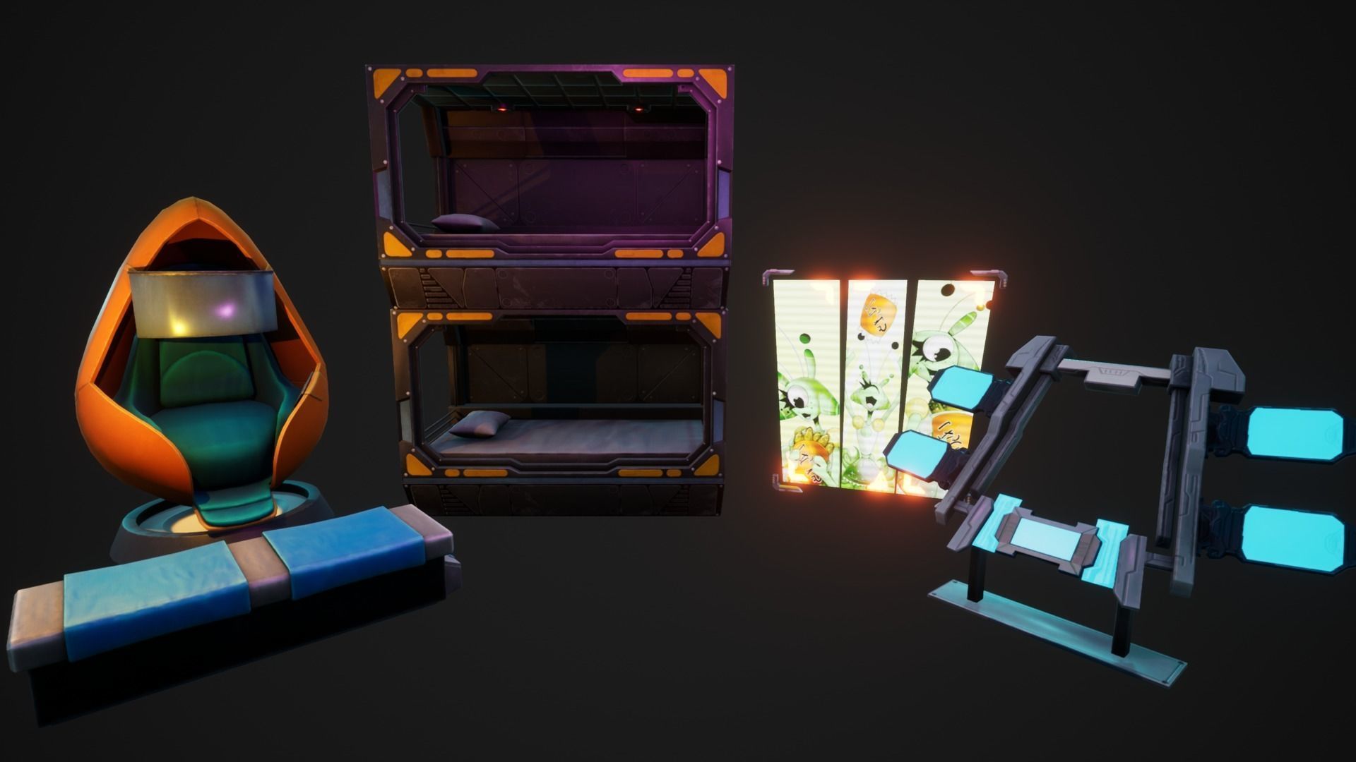 3D model Stylized Sci-Fi Props Pack VR / AR / low-poly | CGTrader