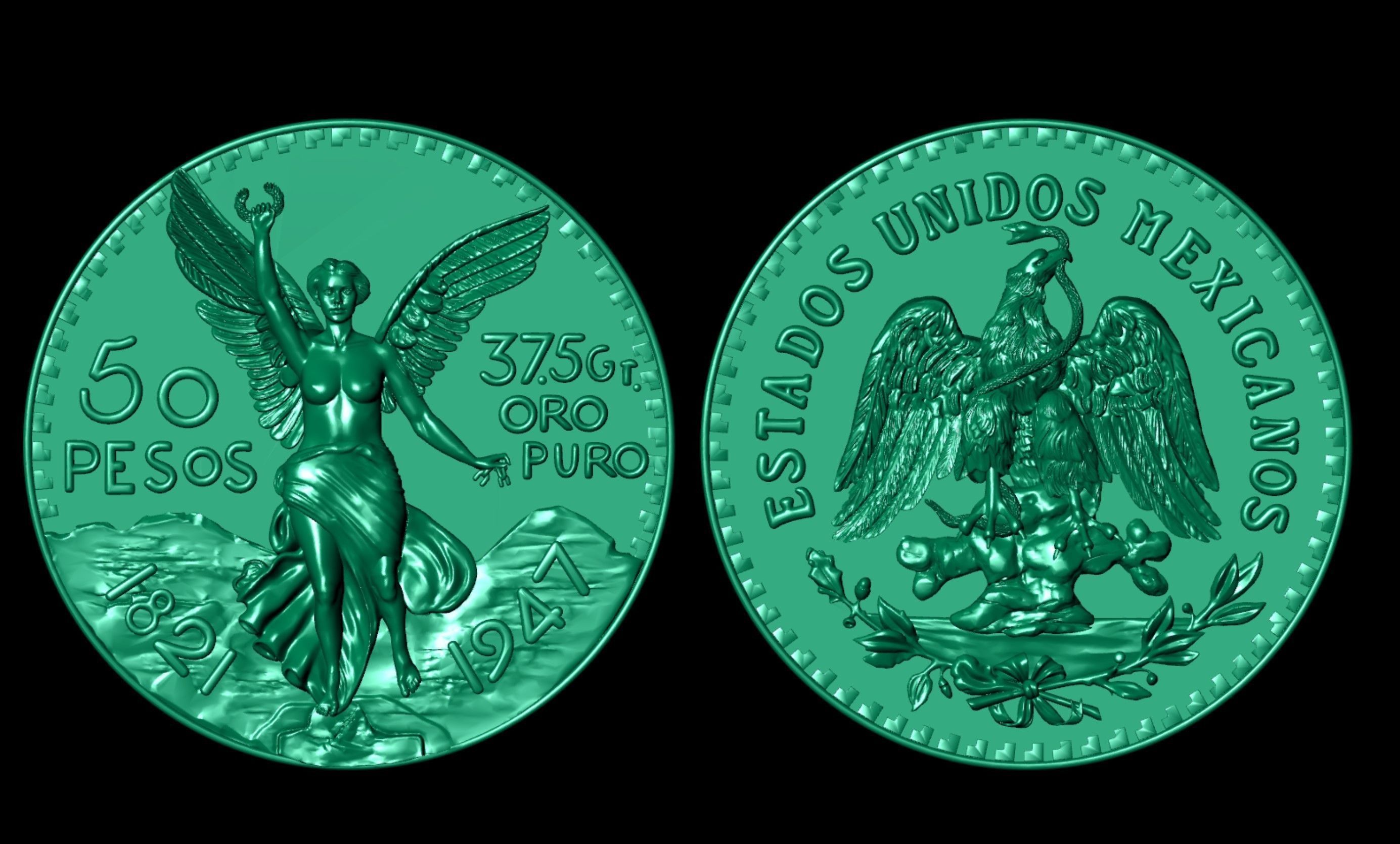 Mexican 50 Pesos Gold Centenario coin Coin 3D model 3D printable | CGTrader