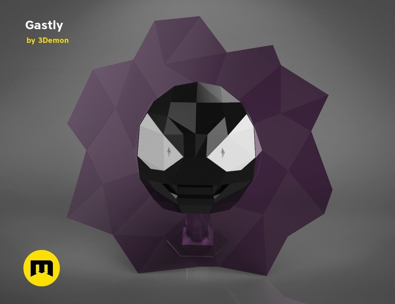 Gastly Low Poly Vapor Decoration 3D model 3D printable | CGTrader