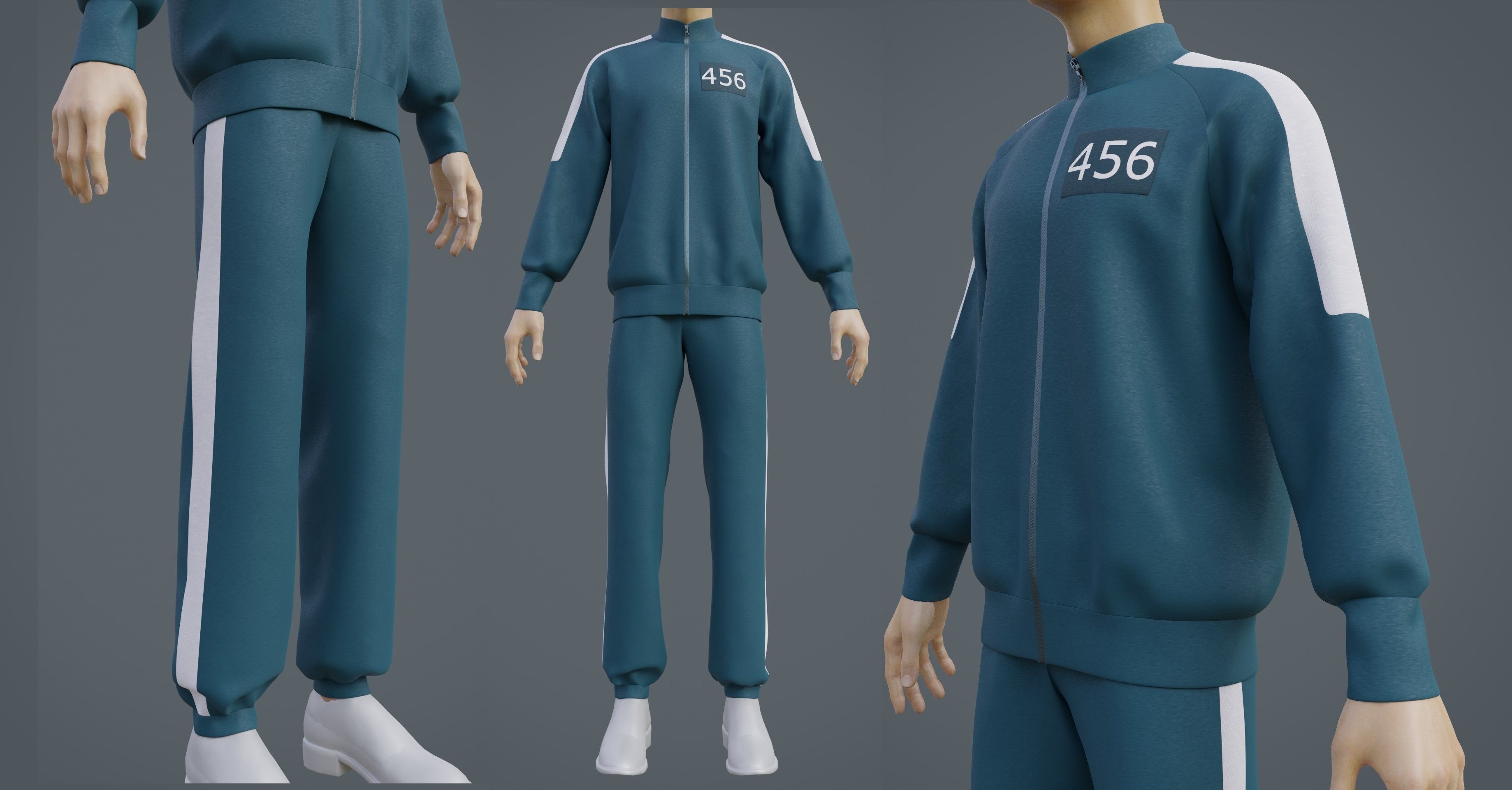 Squid Game Players Uniform - 456 Male Tracksuit Costume 3D model | CGTrader