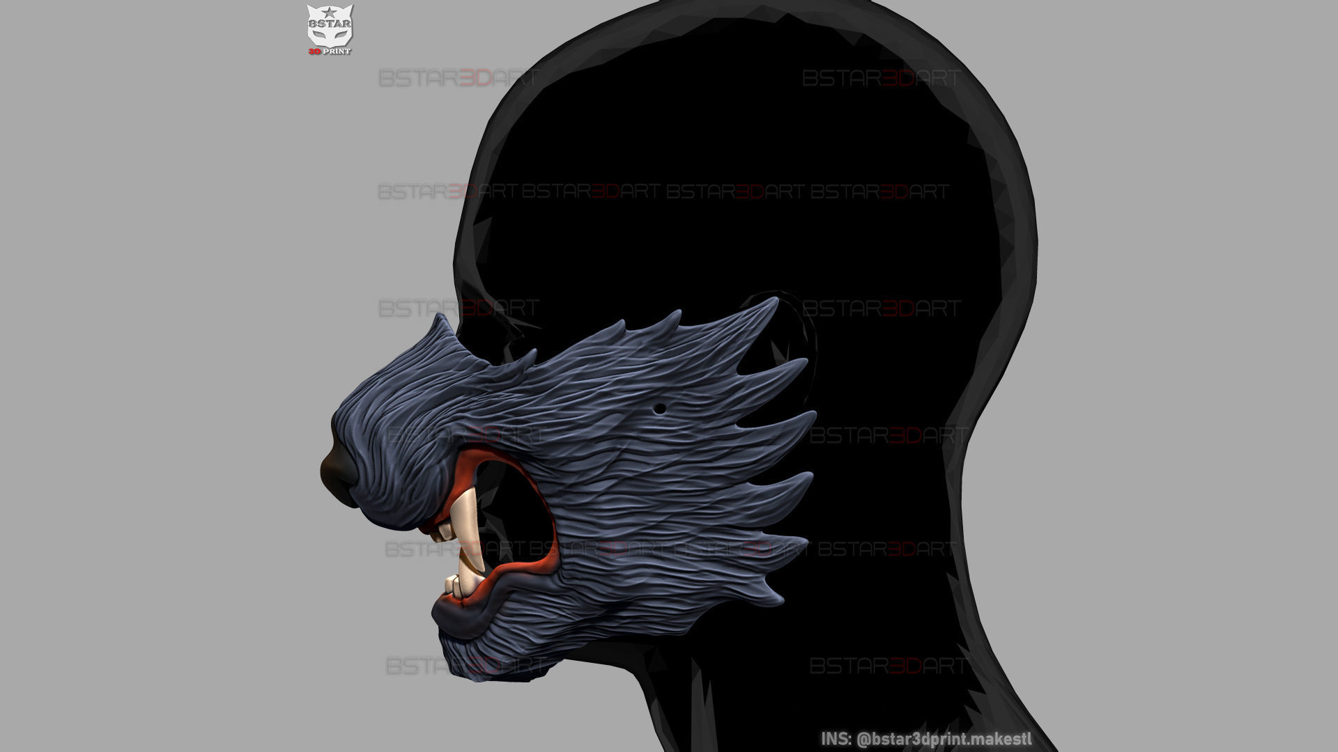 Wolf Face Mask Cosplay - High Quality Details 3D model 3D printable ...