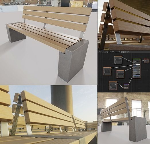 3D model Street Bench 10 Version 2 VR / AR / low-poly | CGTrader