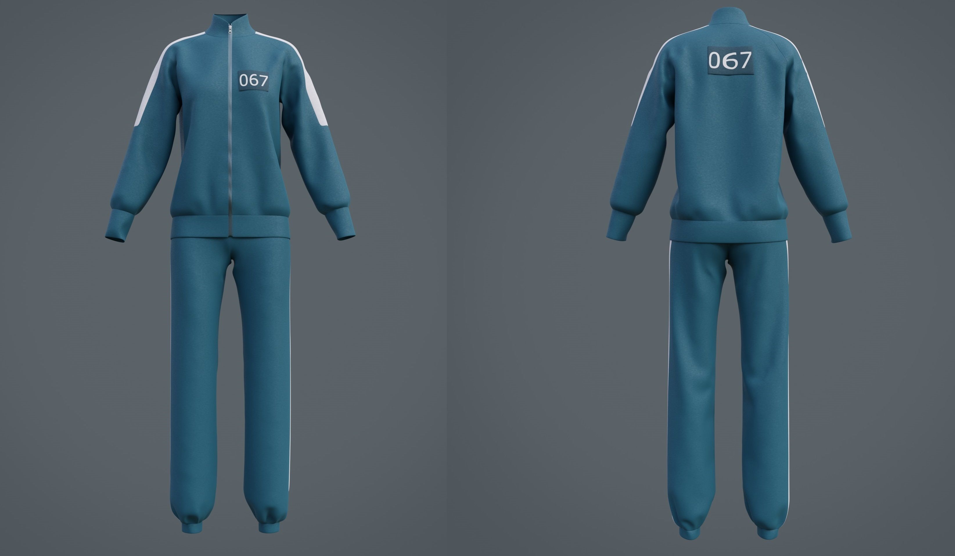 Squid Game Players Uniform - 067 Female Tracksuit Costume 3D model ...