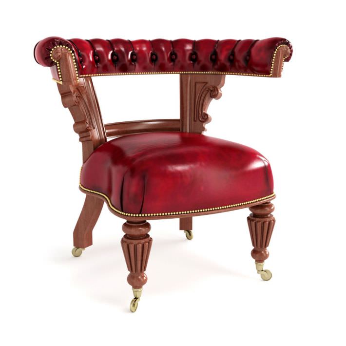 Antique Red Rolling Chair 3D model | CGTrader